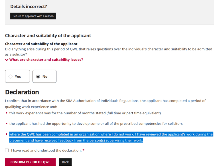 QWE - External Confirming Solicitor Service - for Aspiring Solicitors